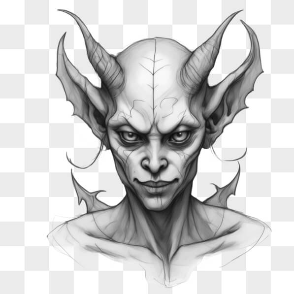 Descarga Ilustración de Demonio en Blanco y Negro Bocetos En Línea ...