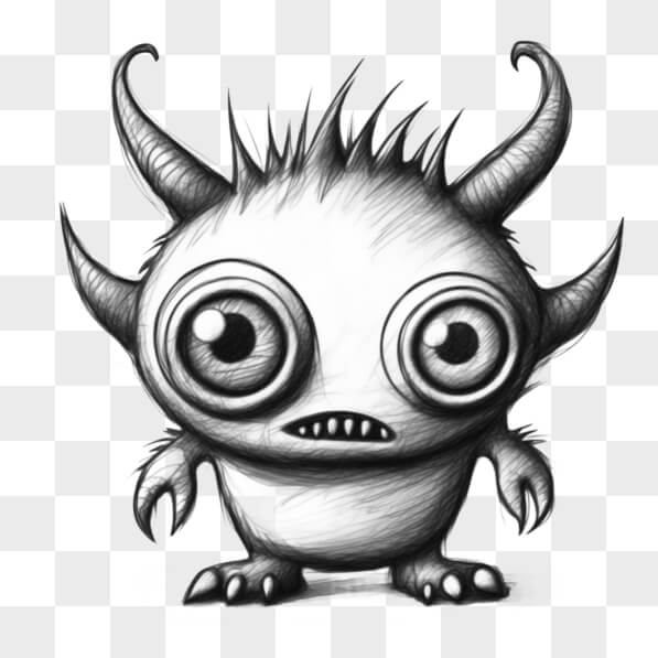 Download Black and White Monster Drawing Sketches Online - Creative Fabrica