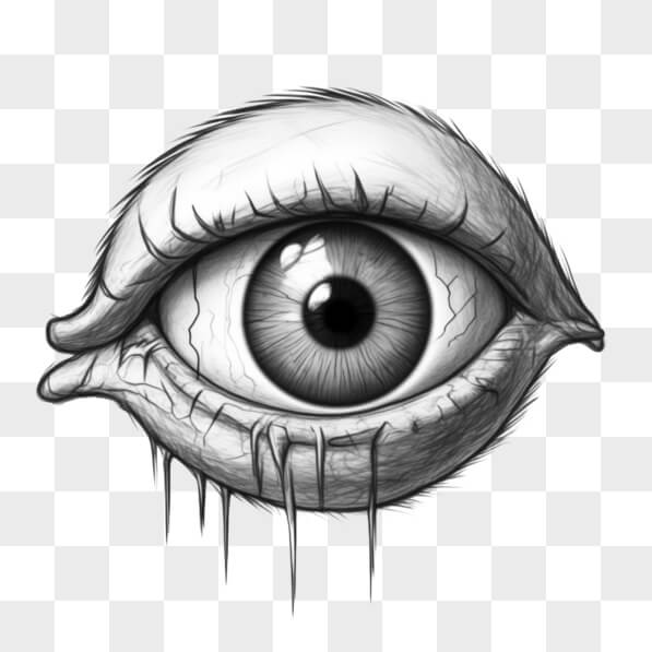 Download Black and White Drawing of a Scary Eye with Dripping Liquid ...