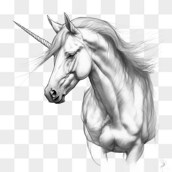 Download White Unicorn Drawing with Flowing Manes on a Road Sketches ...