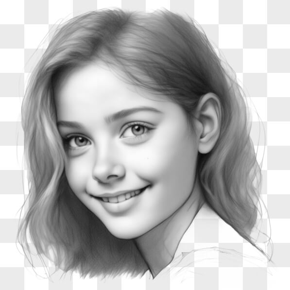 Scarica Disegno in Bianco e Nero di una Ragazza Sorridente Schizzi ...