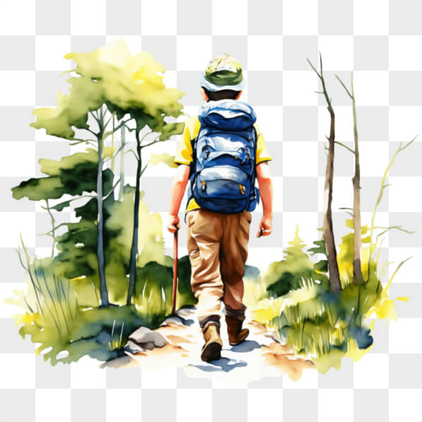 Download Young Man Hiking in the Woods PNGs Online - Creative Fabrica
