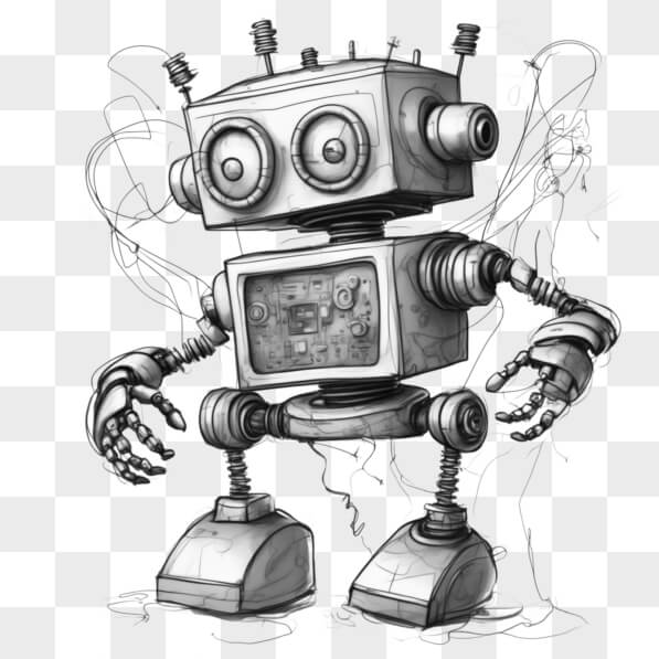 Download Old-Fashioned Robot Drawing Sketches Online - Creative Fabrica
