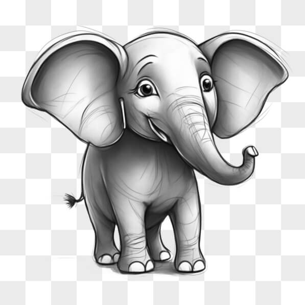 Download Drawing of a Smiling Elephant Sketches Online - Creative Fabrica
