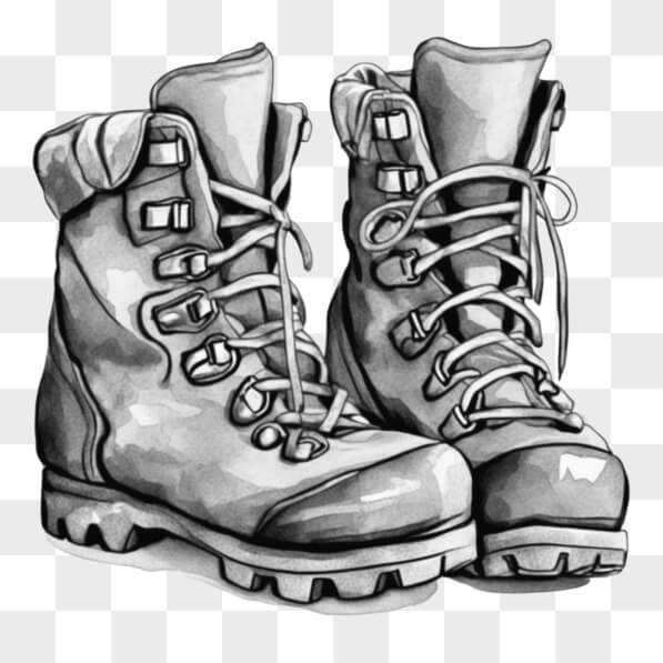 Download Black and White Drawing of Hiking Boots Sketches Online ...