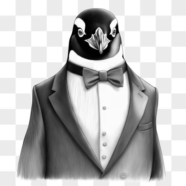 Download Elegant Penguin in a Suit and Bow Tie Sketches Online ...