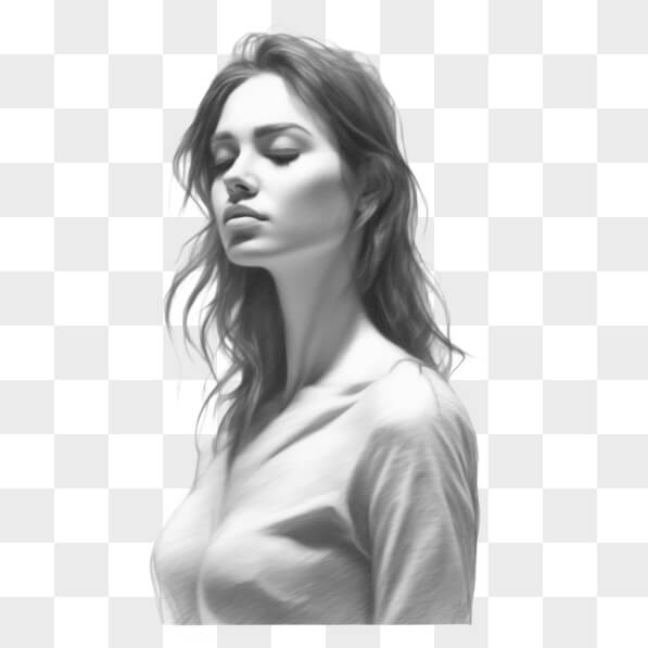 Descarga Dibujo en blanco y negro de un retrato de una mujer Bocetos En Línea - Creative Fabrica