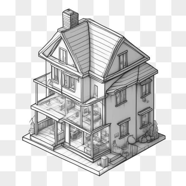 Descarga Renderización Isométrica de una Casa de Tres Pisos Bocetos En ...
