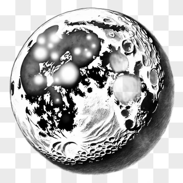 Download Black and White Moon Drawing with Celestial Bodies Sketches ...