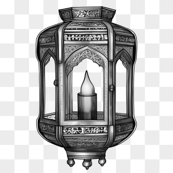 Descarga Dibujo de linterna ornamentada en blanco y negro con vela en ...