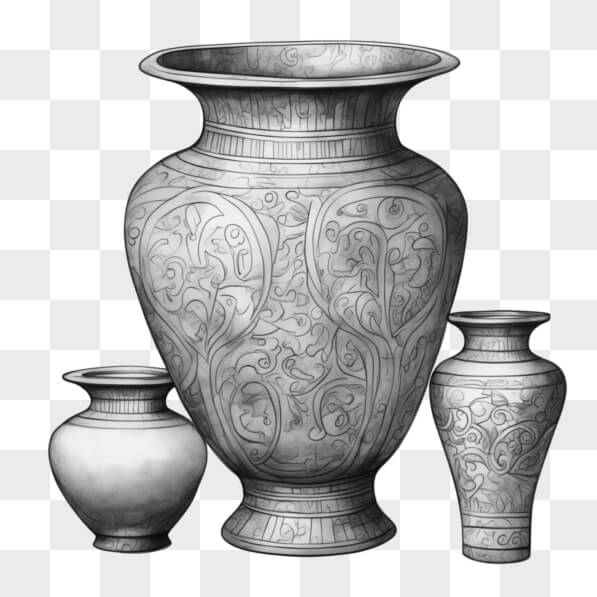 Download Artistic Drawing of Three Antique Vases Sketches Online ...