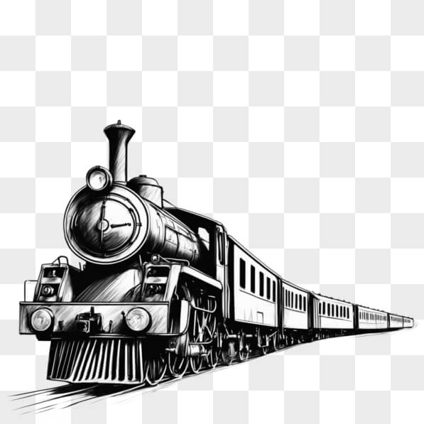 Download Vintage Drawing of Old-Fashioned Trains on Tracks Sketches ...