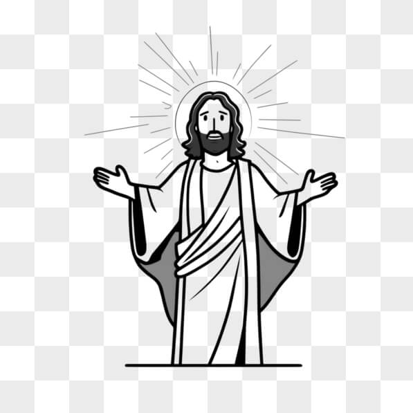 Download Black and White Drawing of Jesus with Outstretched Arms ...