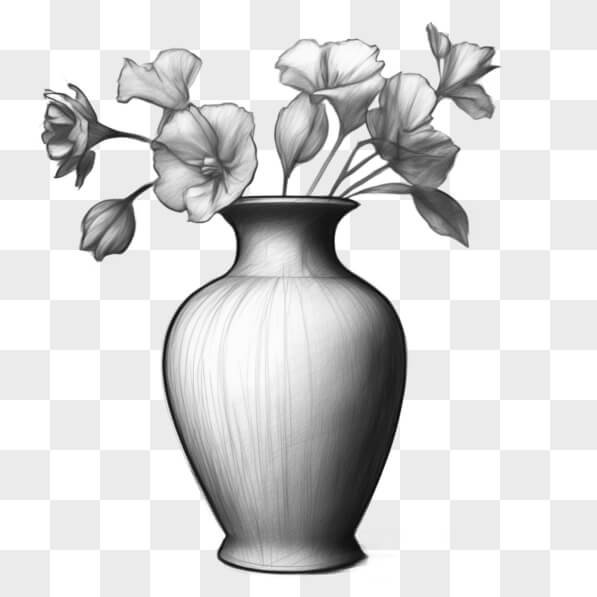 Download Monochrome tekening van vaas met bloemen Schetsen online op ...