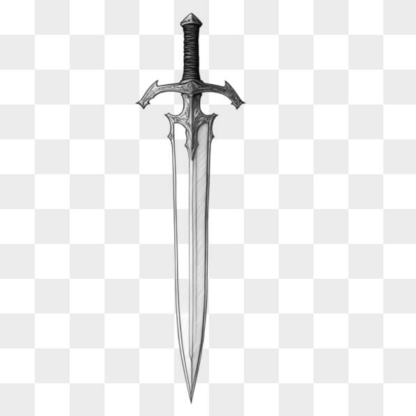 Download Black and White Drawing of an Old-Fashioned Sword Sketches ...
