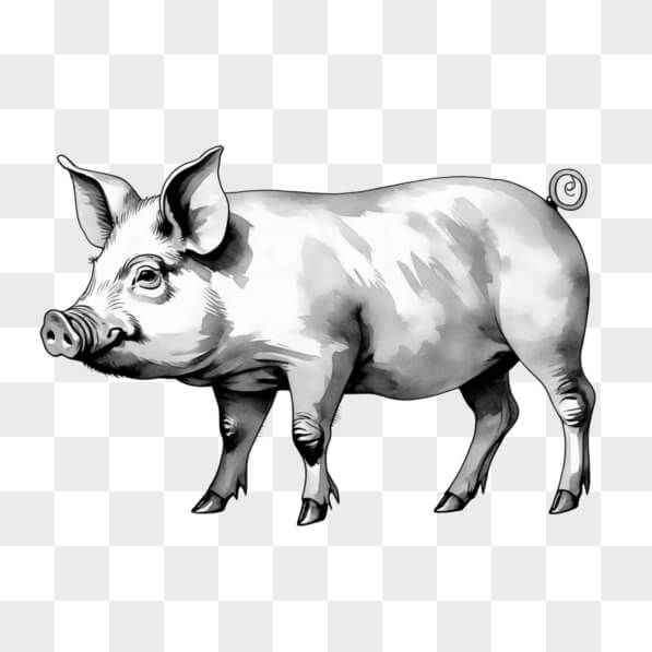Download Black and White Pig Drawing Sketches Online - Creative Fabrica