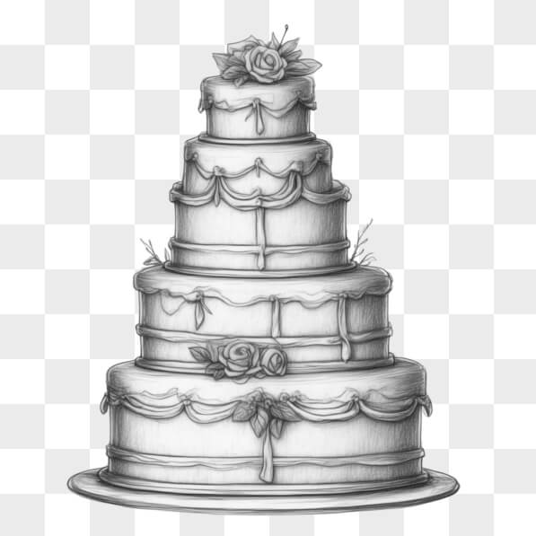 Download Elaborate Wedding Cake Drawing Sketches Online - Creative Fabrica