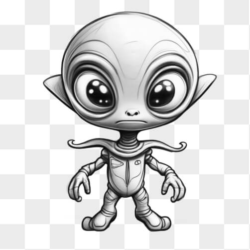 Download Black and White Drawing of Small Alien Sketches Online ...