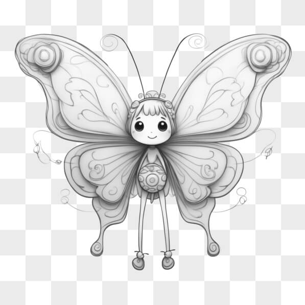 Download Adorable Butterfly Drawing with Girl Sketches Online ...