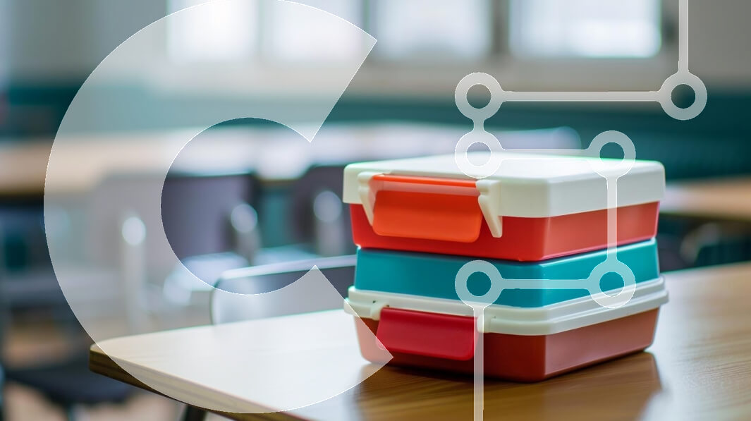 Colorful Lunch Boxes in Classroom for School Lunches stock photo ...