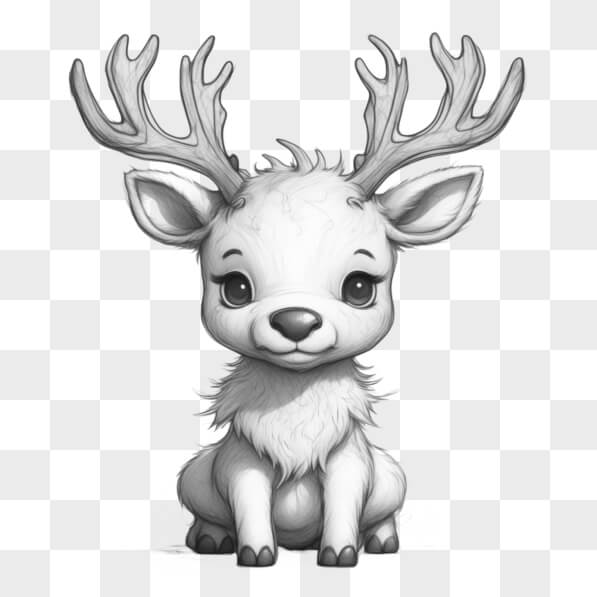 Descarga Adorable bebé reno dibujo Bocetos En Línea - Creative Fabrica