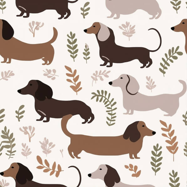 Download Seamless Dachshund Dog Pattern with Leaves Patterns Online ...