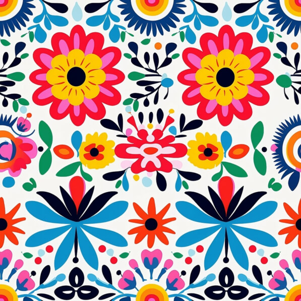 Download Colorful Mexican Floral Pattern Patterns Online - Creative Fabrica