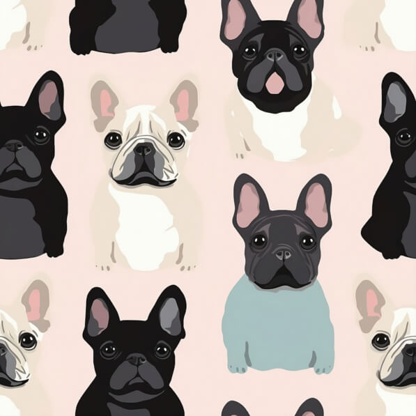 Download Black and White French Bulldogs Pattern on Pink Background ...