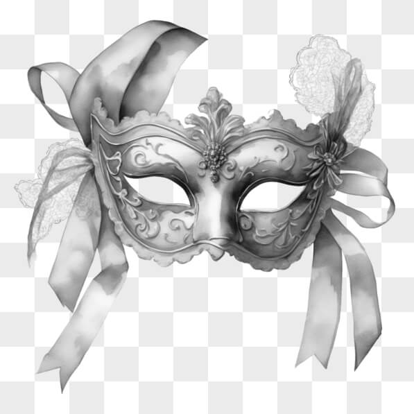 Download Silver Venetian Masquerade Mask with Ribbons and Bows Sketches ...