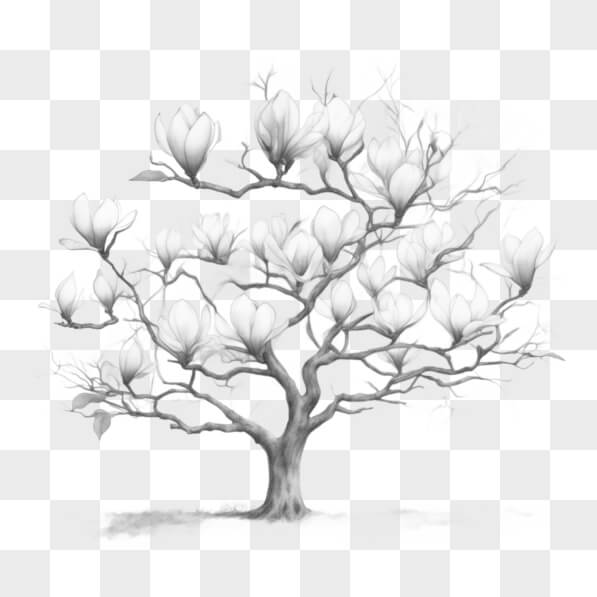 Download Black and White Magnolia Tree Drawing Sketches Online ...