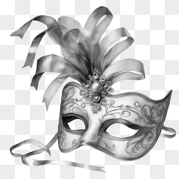 Download Silver Venetian Masquerade Mask with Ornamental Ribbon ...