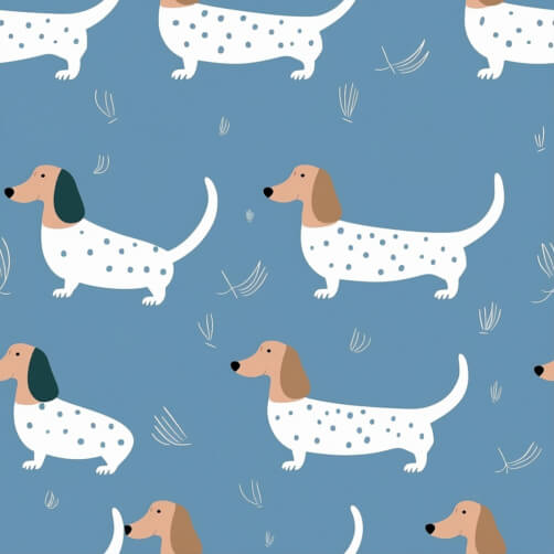 Download Seamless Dachshund Dog Pattern with Leaves Patterns Online ...