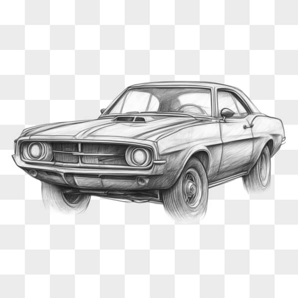 Download Black and White Drawing of an Old Muscle Car Sketches Online ...