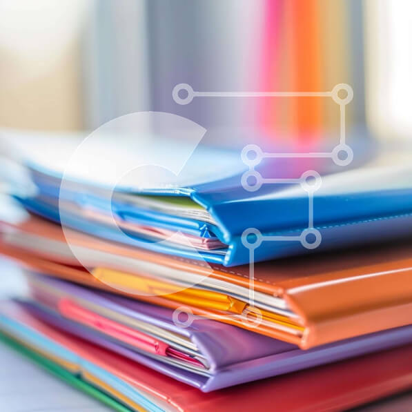 Colorful Binders for Workspace Organization stock photo | Creative Fabrica