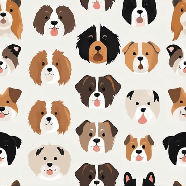 Download Colorful Dog Head Pattern Patterns Online - Creative Fabrica