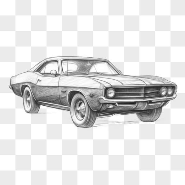 Download Vintage Muscle Car Drawing Sketches Online - Creative Fabrica
