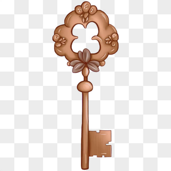 Download Vintage Brown Key with Flowers PNGs Online - Creative Fabrica