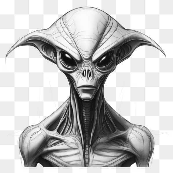 Download Black and White Drawing of Alien Sketches Online - Creative ...