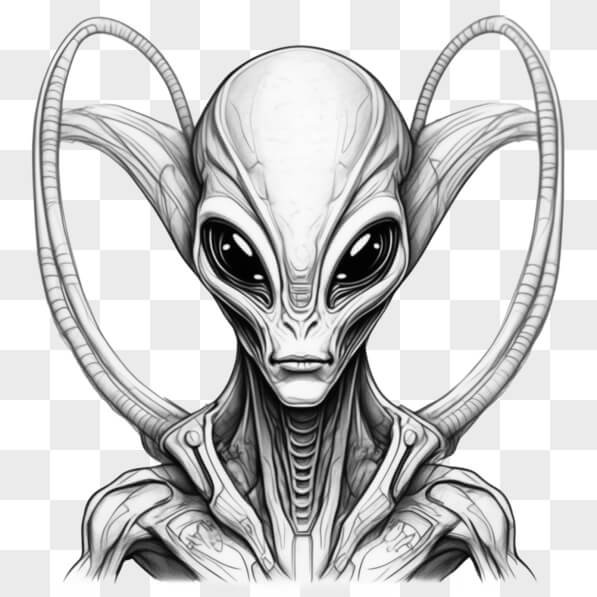 Download Black and White Alien Face Drawing Sketches Online - Creative ...