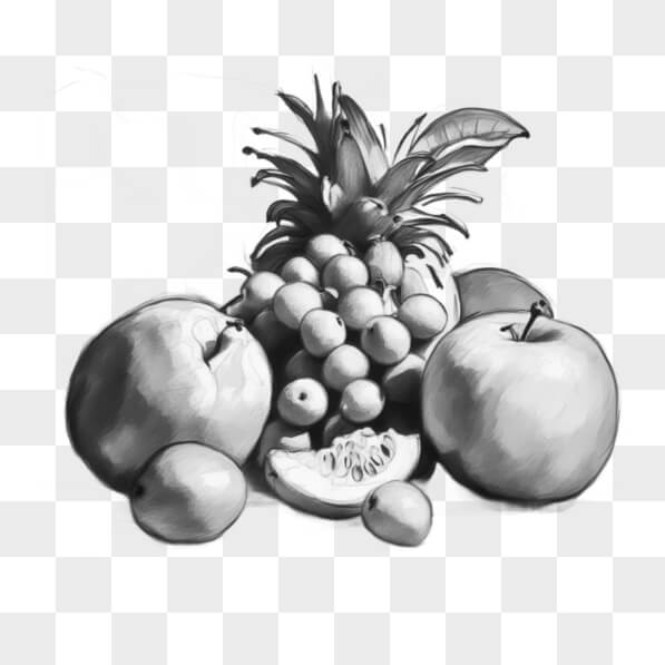 Download Black and White Fruit Drawing Composition Sketches Online ...