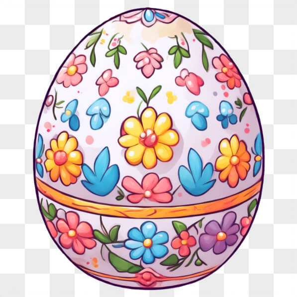 Download Kawaii Easter Egg Decorated With Colorful Flowers Online Creative Fabrica