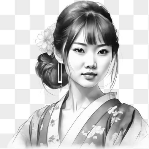 Download Black and White Drawing Tutorial: Asian Woman in Kimono ...