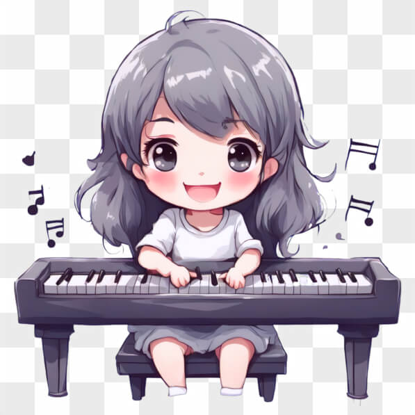Download Kawaii Cartoon Girl Playing Piano with Musical Notes Kawaii ...