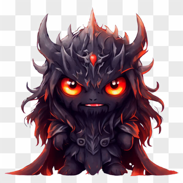 Download Kawaii Image of Small Black Demon with Red Eyes and Horns ...