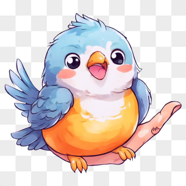 Download Kawaii Bird Perched on Branch Kawaii Online - Creative Fabrica