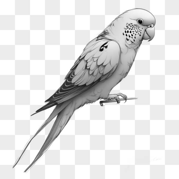 Download Black and White Drawing of a Parakeet on a Branch Sketches ...