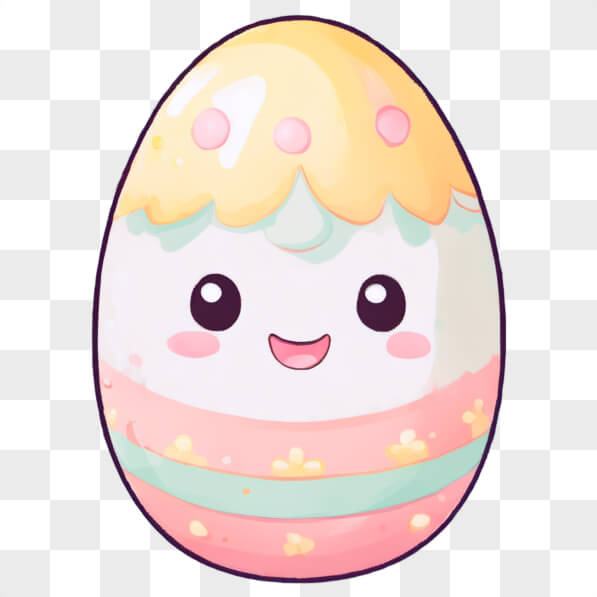 Download Kawaii Easter Egg with Cute Face and Colorful Decorations ...