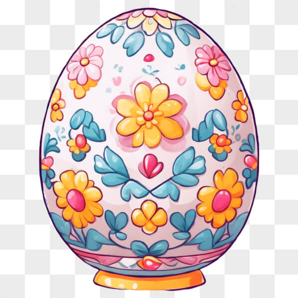 Download Kawaii Easter Egg Decoration With Flowers And Butterflies Online Creative Fabrica