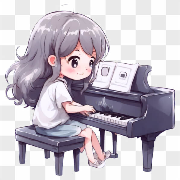 Download Kawaii Girl Playing Piano with Books Kawaii Online - Creative ...
