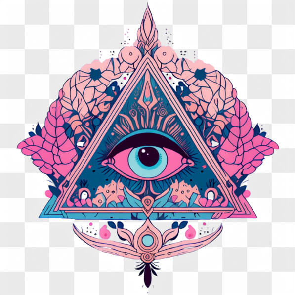 Download Abstract All-Seeing Eye in Triangle with Flowers PNGs Online ...